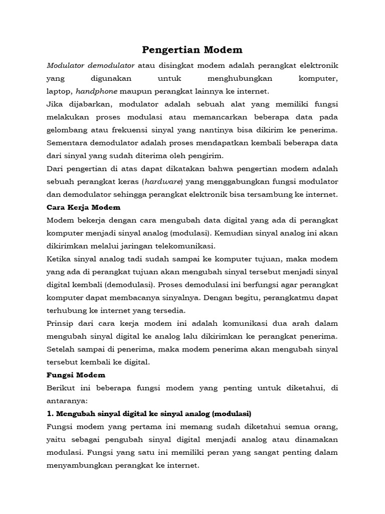 Pengertian Modem | PDF