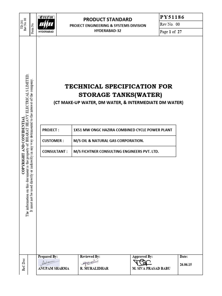 DM Water Storage Tank | PDF
