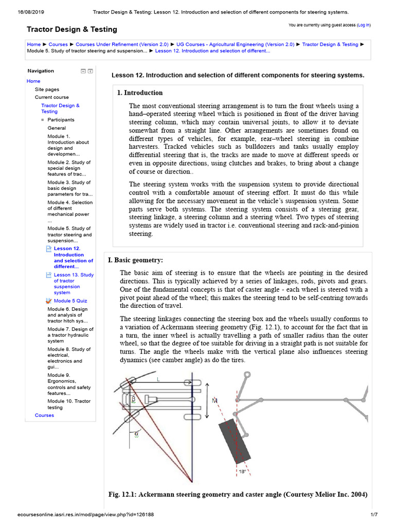 Tractor Steering System Components | PDF | Steering | Tractor