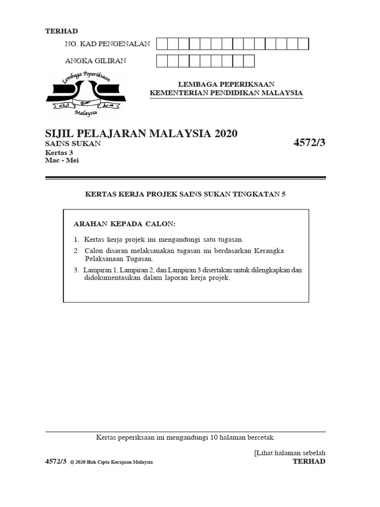 Sains Sukan K3 SPM 2020 | PDF