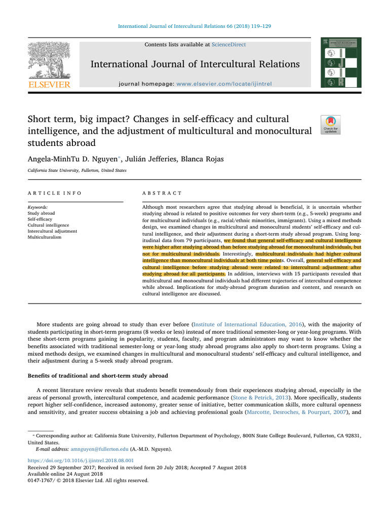 International Journal of Intercultural Relations 66 (2018) 119-129 | PDF