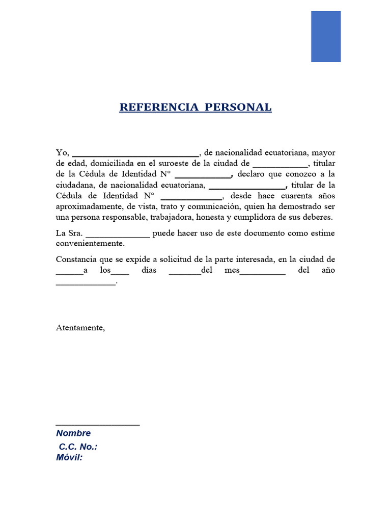Referencia Personal Editable | PDF