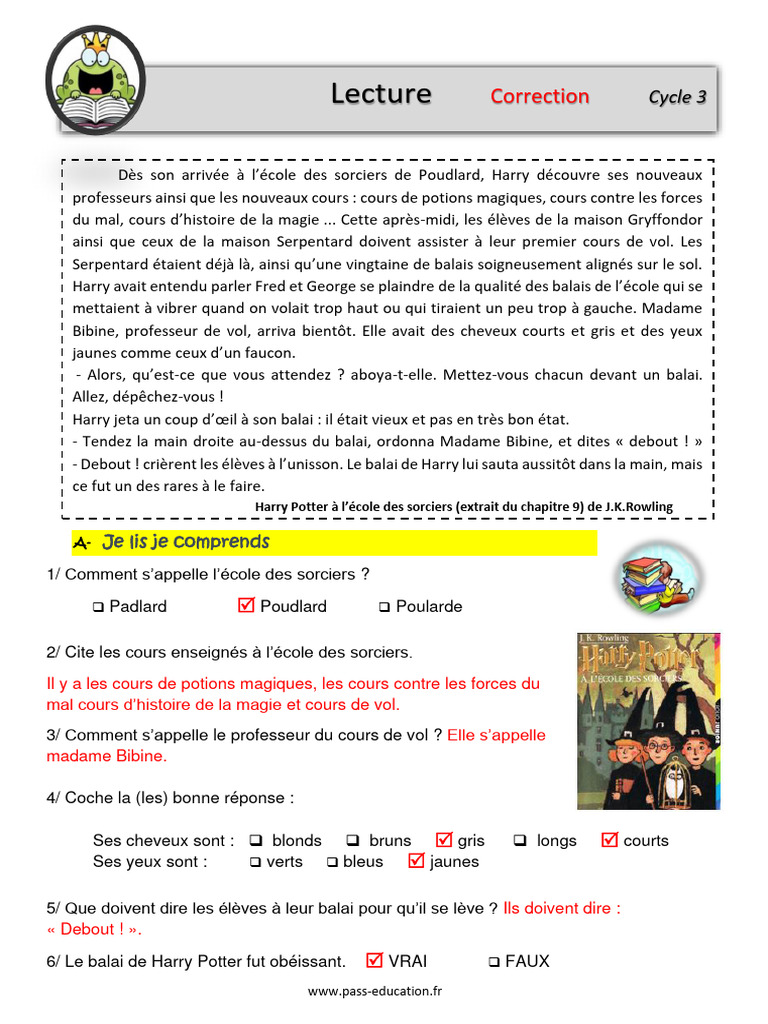 Harry Potter À Lécole Des Sorciers CM Correction | PDF