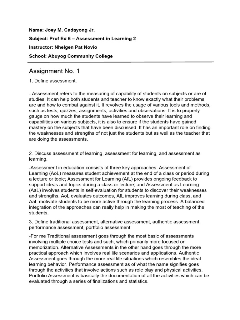 Prof Ed 6 | PDF | Educational Assessment | Learning