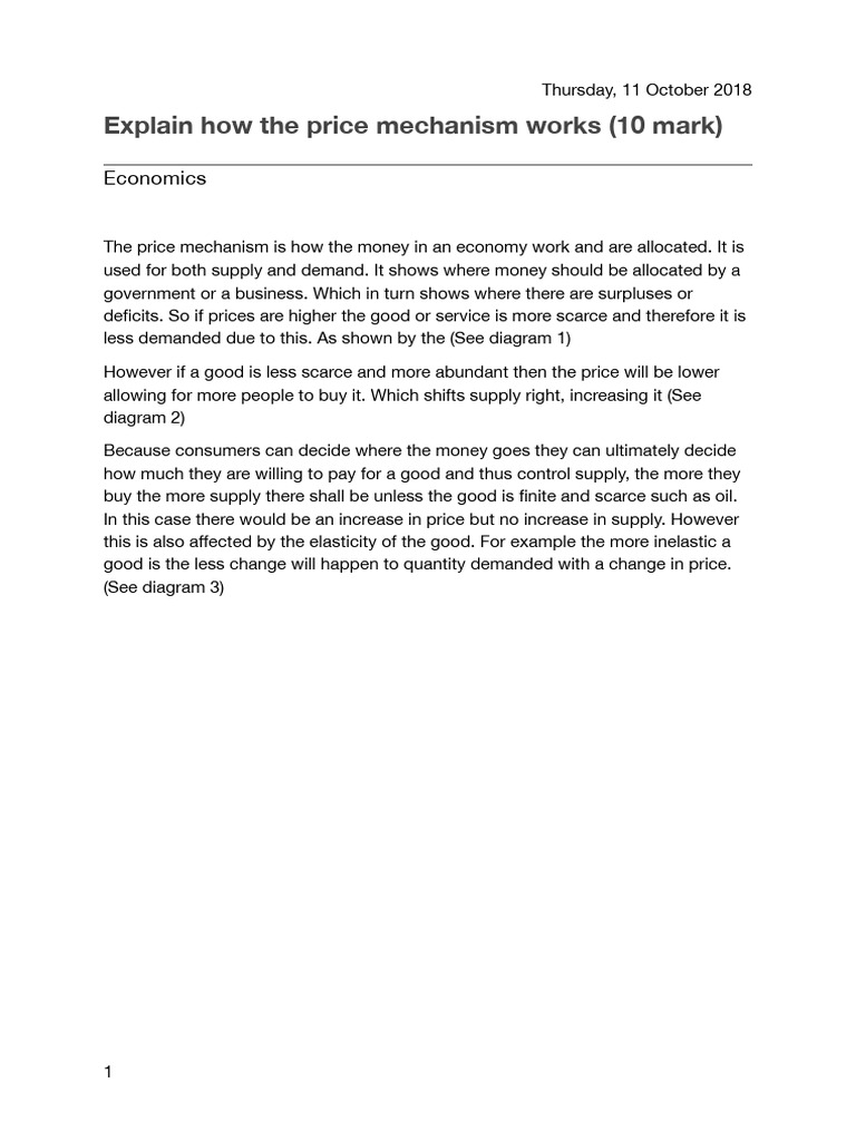 Explain How The Price Mechanism Works PDF | PDF