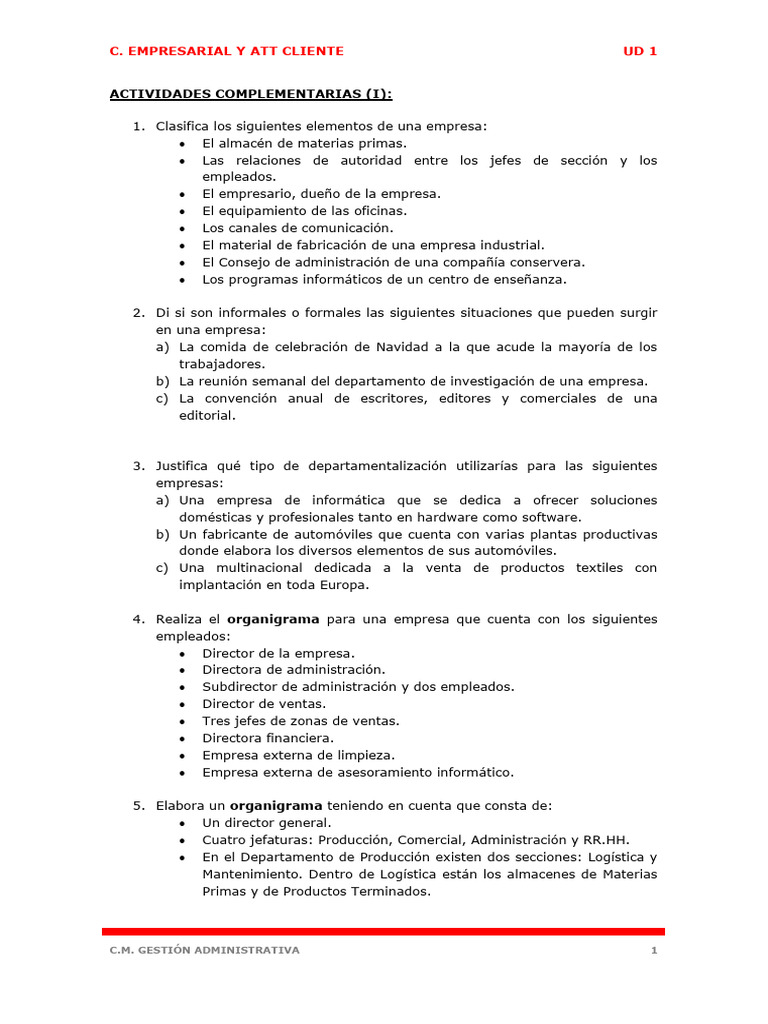 Actividades Complementarias (I) | PDF