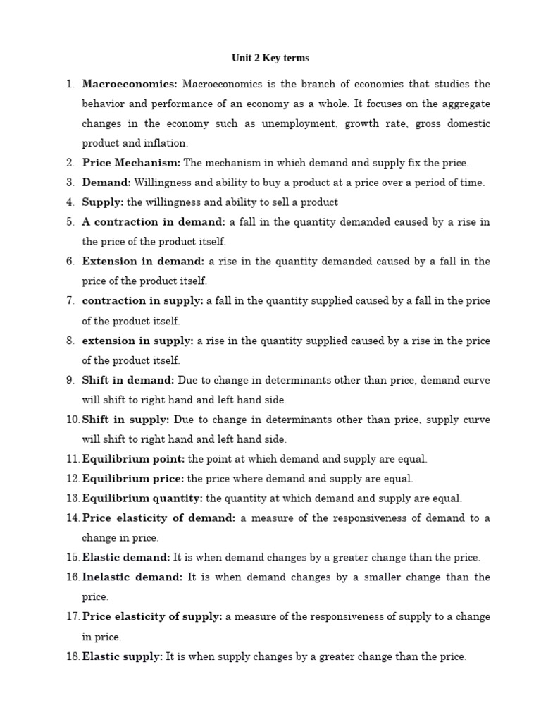 IGCSE Economics Key Terms Overview | PDF | Supply And Demand | Supply ...