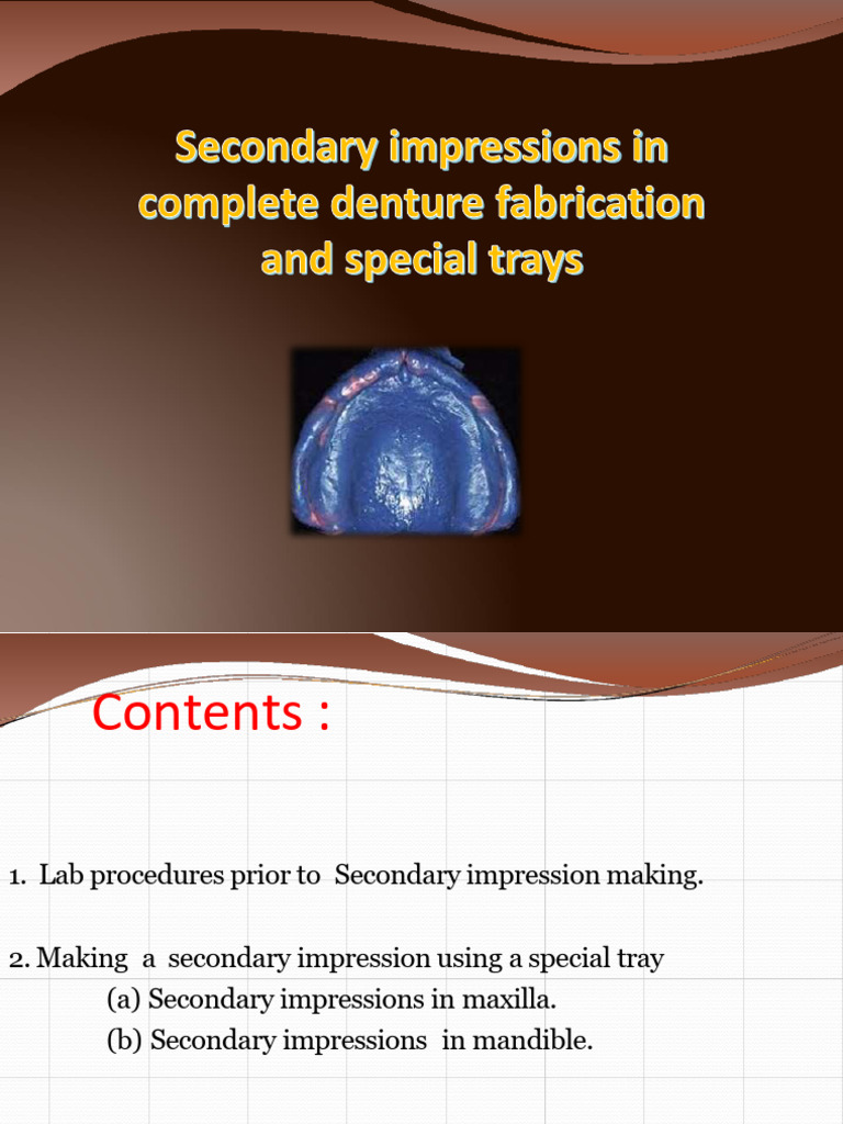 Special Tray Secondary Impression | PDF