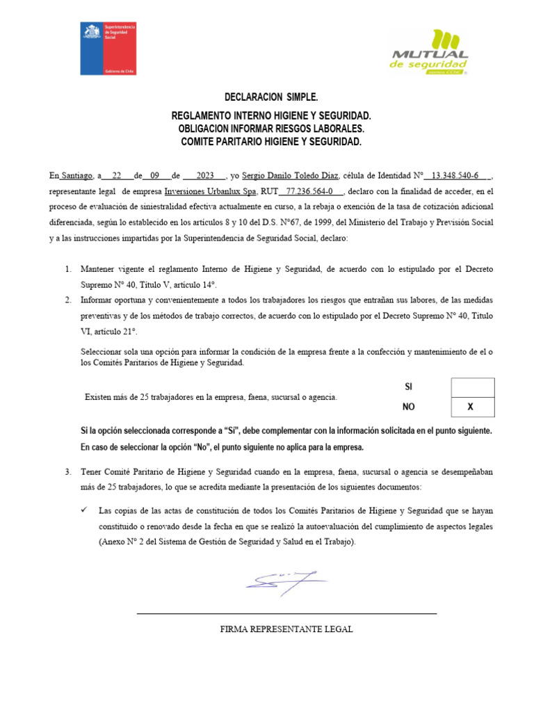 Declaracion Simple Dctos Complementarios | PDF | Negocios | Derecho