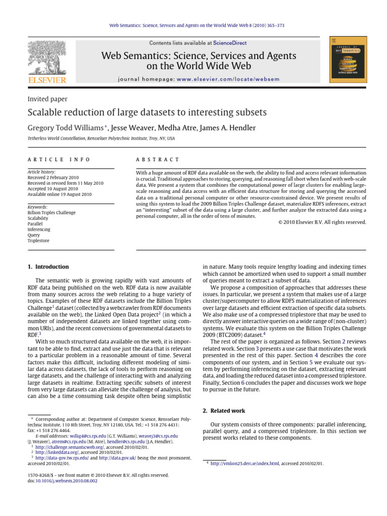 1 s2.0 S1570826810000612 Main | PDF | Resource Description Framework | Parallel Computing
