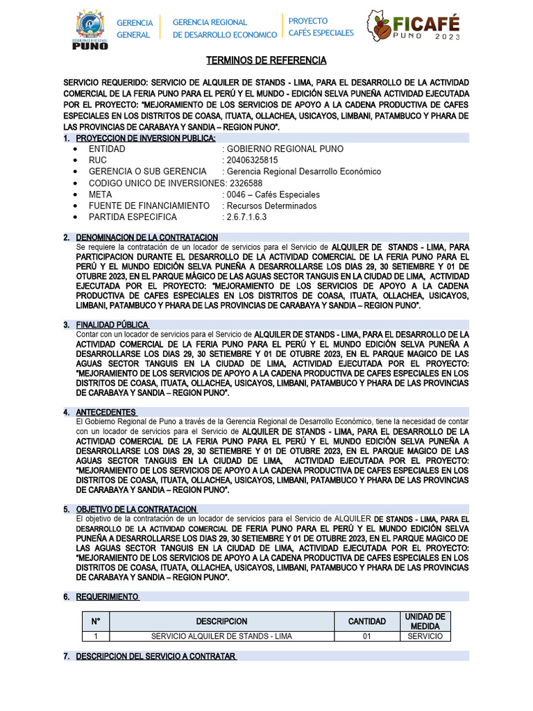 TDR Alquiler Stands (1) Ok | PDF | Justicia | Crimen y violencia