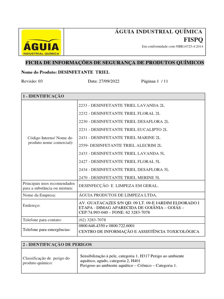 Fispq Desinfetante Triel - 1 | PDF