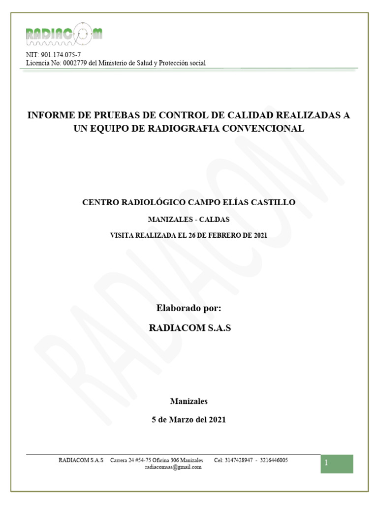 Informe-Control de Calidad-Rx Convencional-Centro Radiológico Campo ...