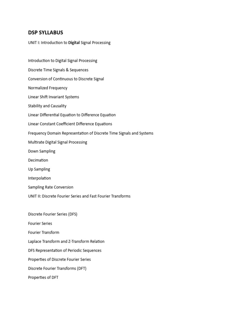 DSP Syllabus | PDF | Computers | Technology & Engineering