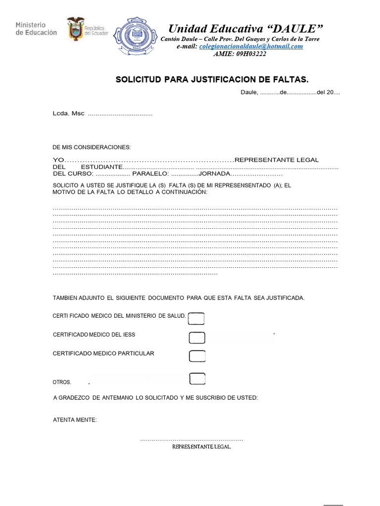 Solicitud de Justificacion de Faltas | PDF