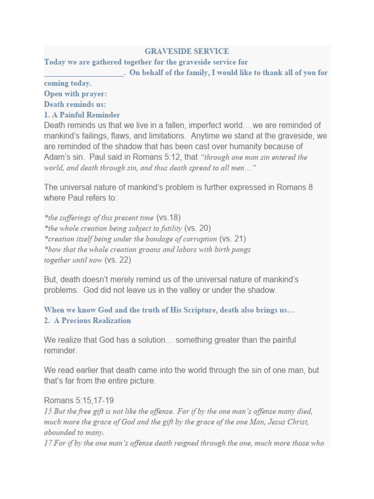 Graveside Service | PDF | Justification (Theology) | Jesus