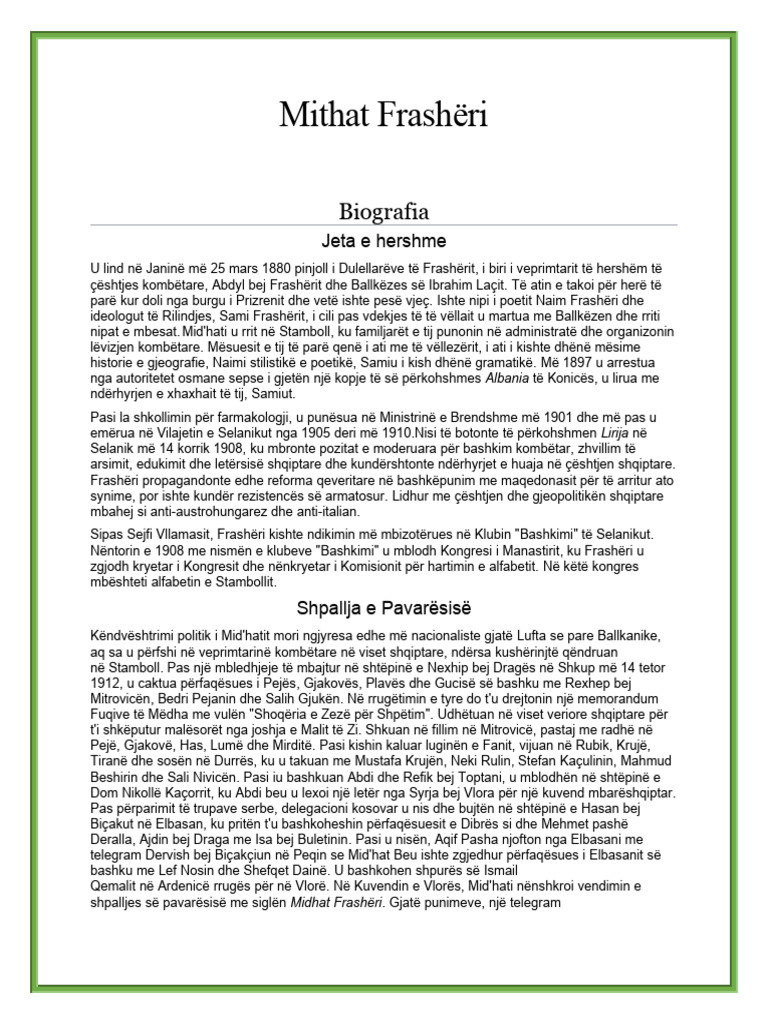 Mithat Frashëri | PDF