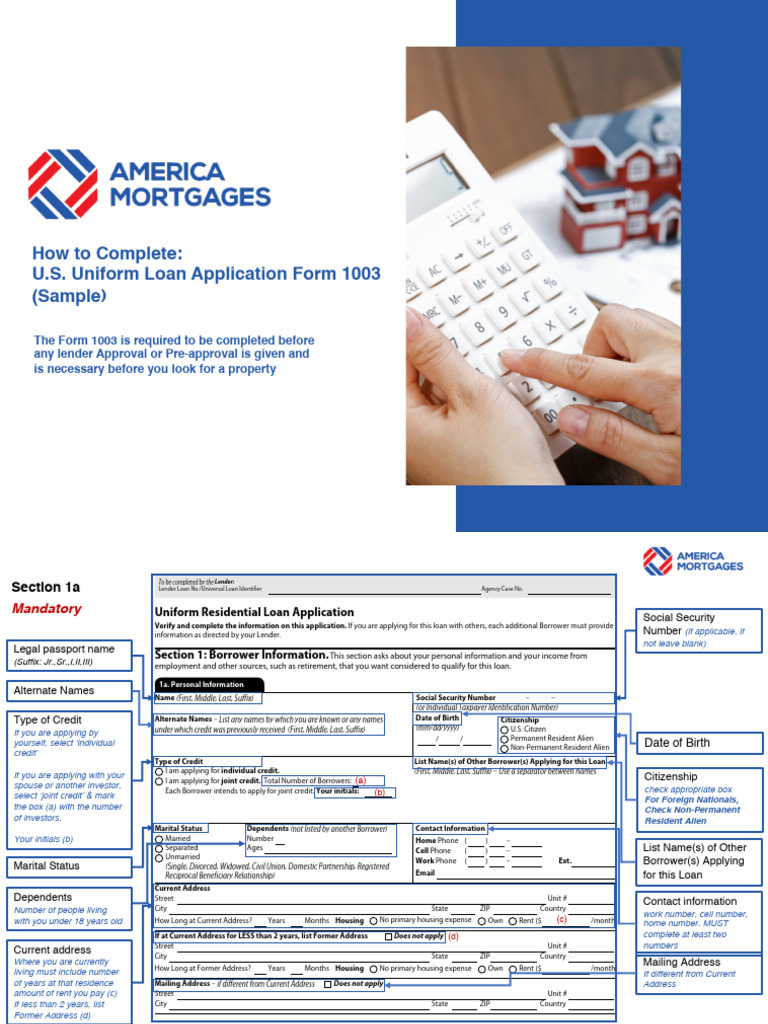 1003 Sample Instructions (2.0) | PDF