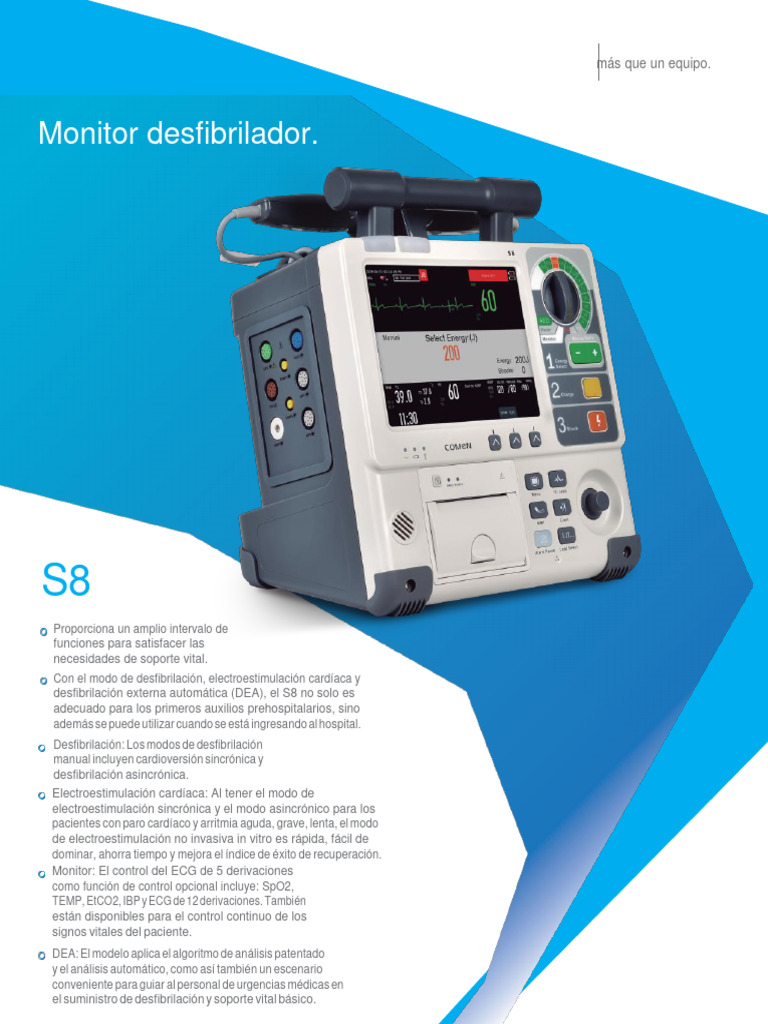 Ficha Tecnica Desfibrilador Comen s8 | PDF | Electrocardiografia ...