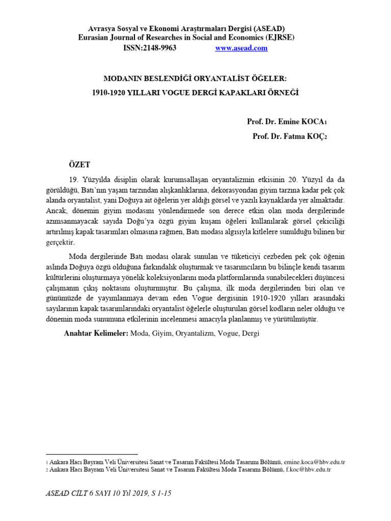 Modanin Beslend - Oryantal - ST - Eler - 1910-1920 Yillari Vogue Derg ...