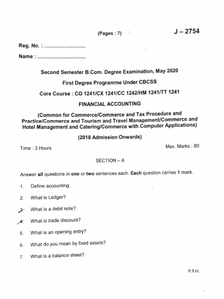 Financial Accounting Exam Questions 2020 | PDF