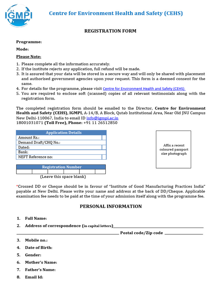 EHS Application Form | Download Free PDF | Academic Degree | Cheque