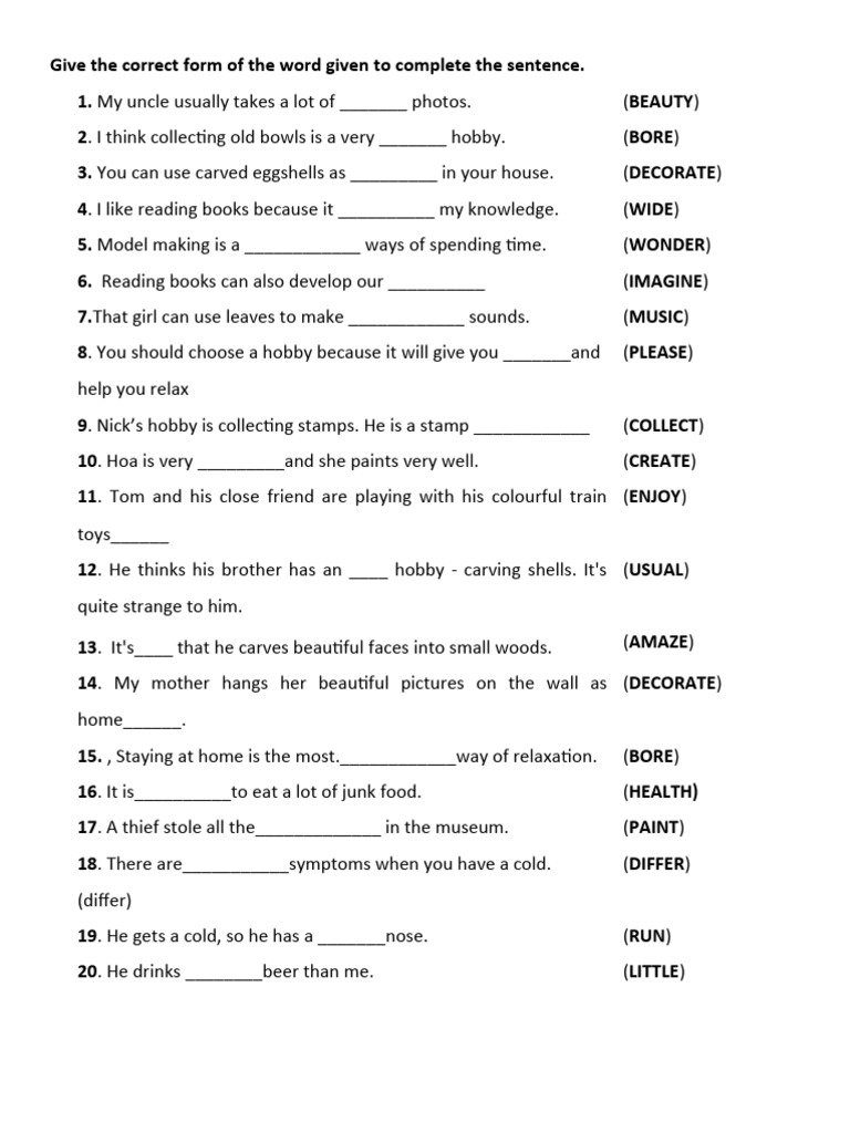 Anh 7 - Word Form | PDF