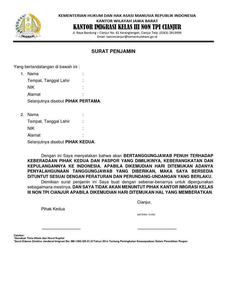 Surat Penjamin | PDF