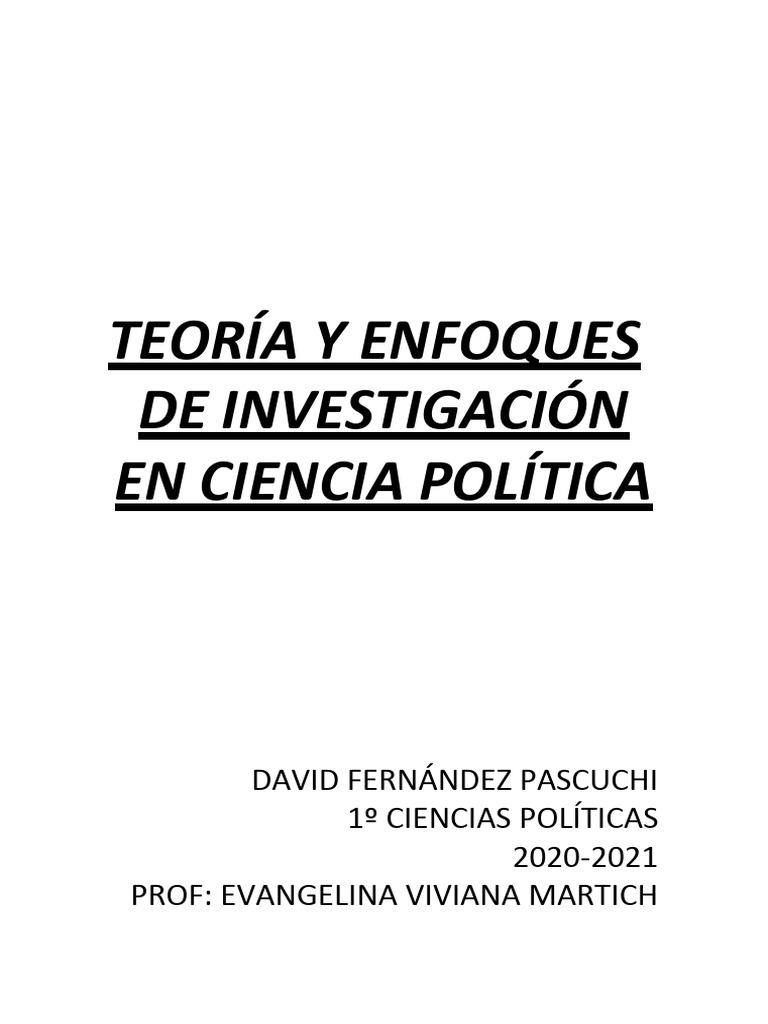 Enfoques de Investigación en Ciencia Política | PDF | Karl Popper ...