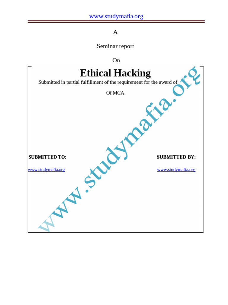 MCAEthical Hackingreport | PDF | Security Hacker | White Hat (Computer Security)