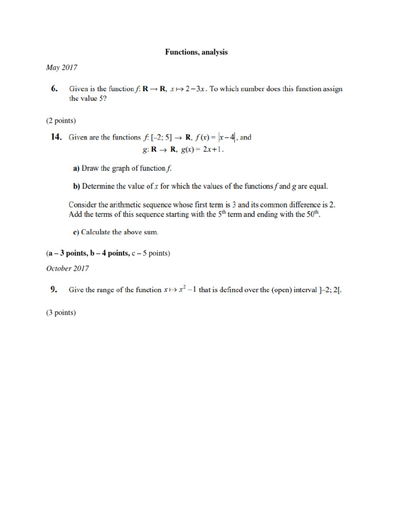 Functions and Analysis Scores Overview | PDF