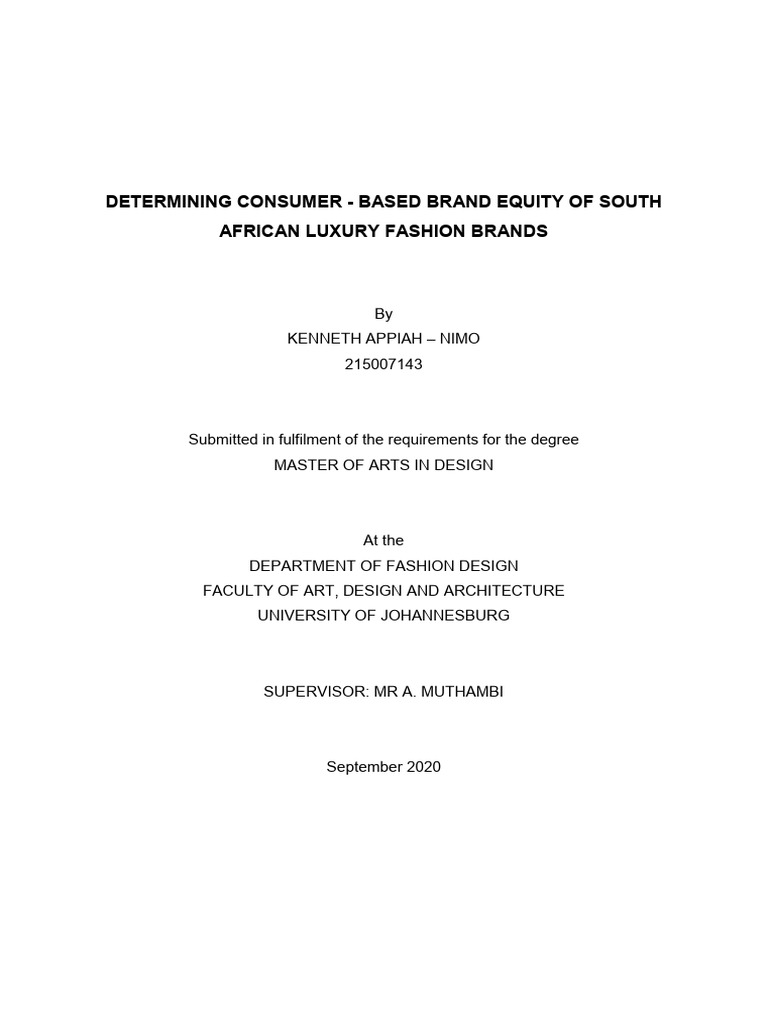 MA Dissertation of Kenneth Appiah-Nimo (215007143) | PDF | Brand | Statistics