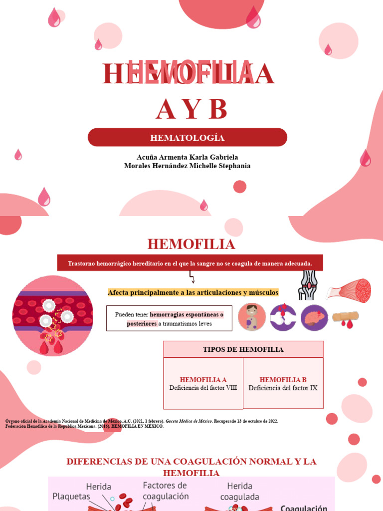 HEMOFILIA A Y B - AcuñaMorales | PDF | Hemofilia | Coagulación