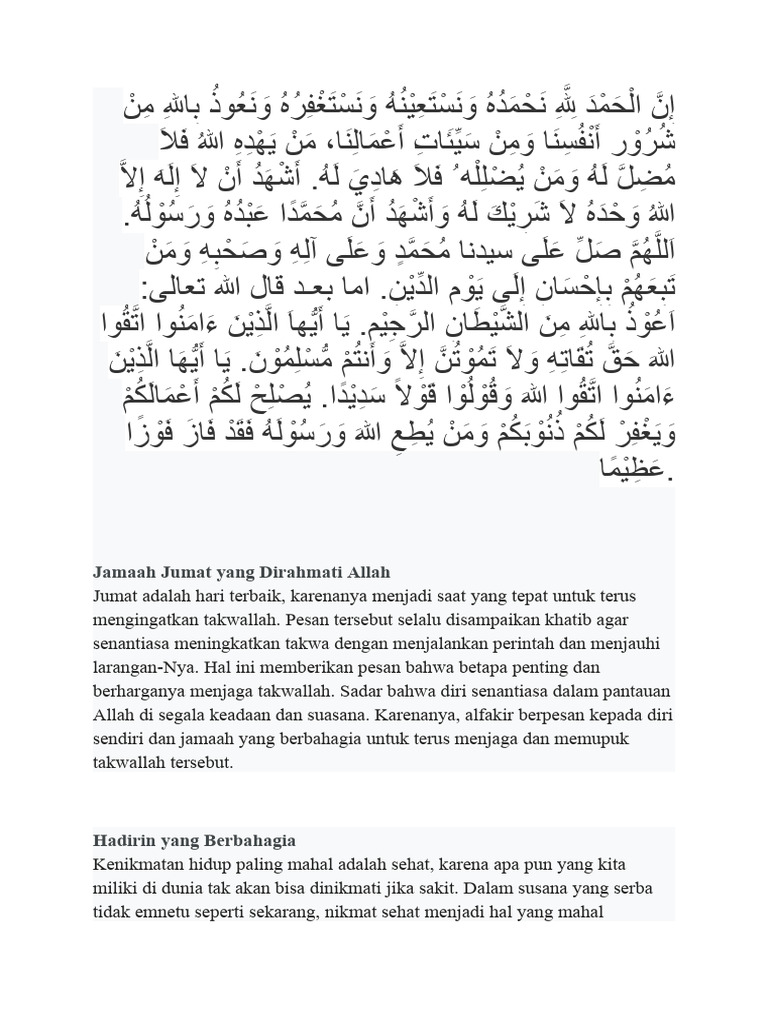 Khutbah Jumat Januari | PDF