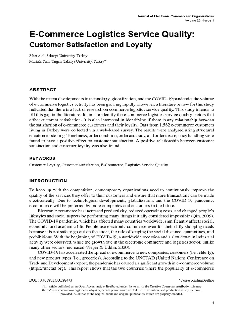 E-Commerce Logistics Service Quality - Research Journal | PDF | Computers