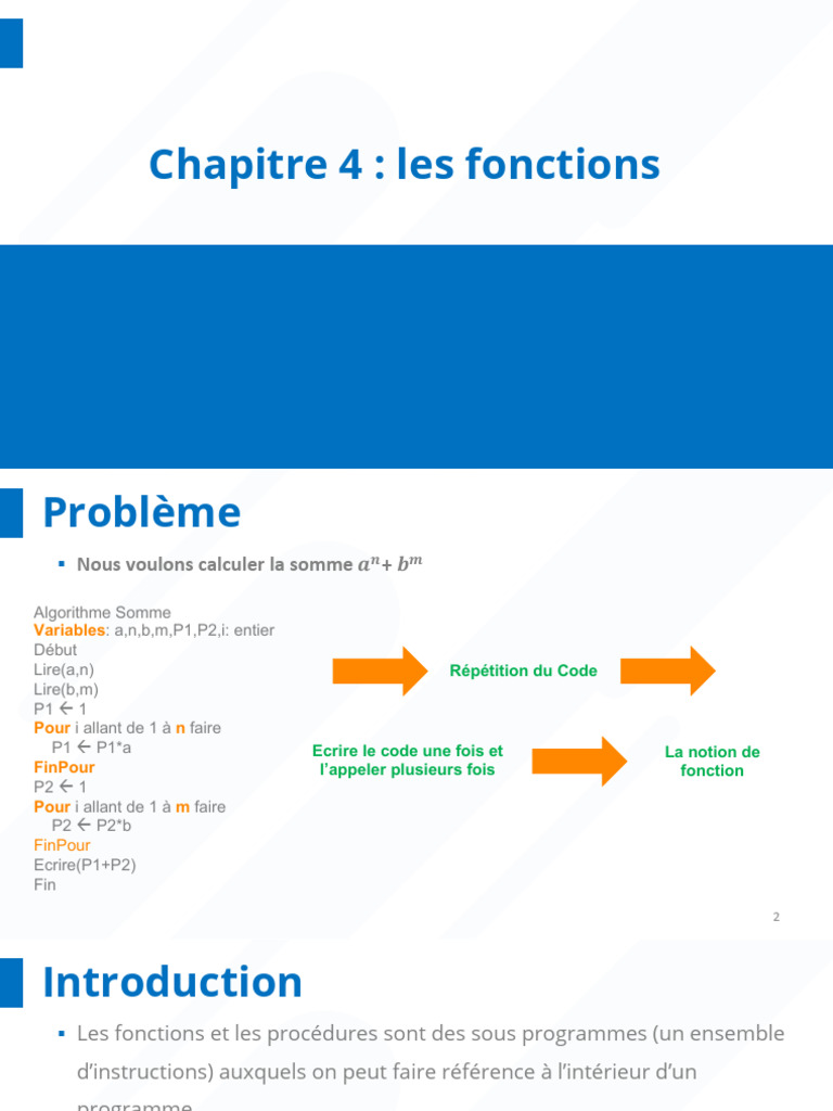 Introduction aux Fonctions en Programmation | PDF | Programme ...