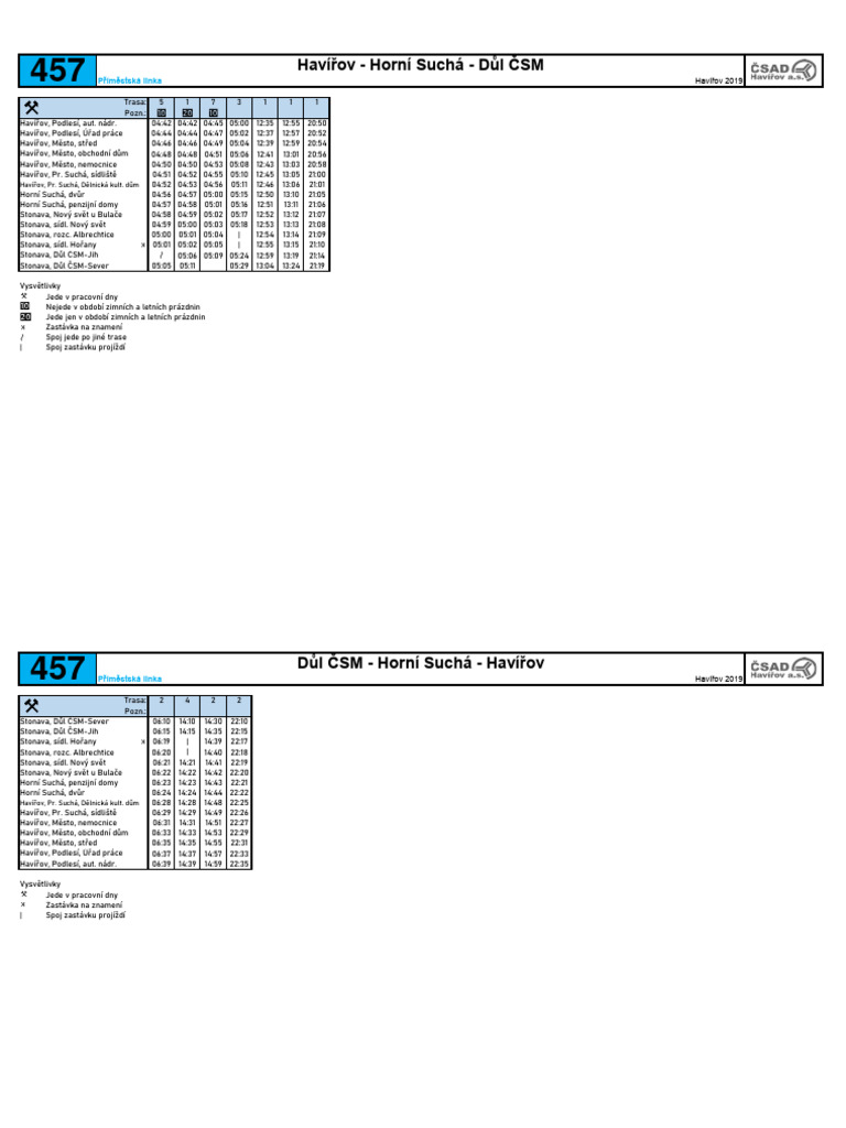 Havířov - Horní Suchá - Důl ČSM: Příměstská Linka | PDF