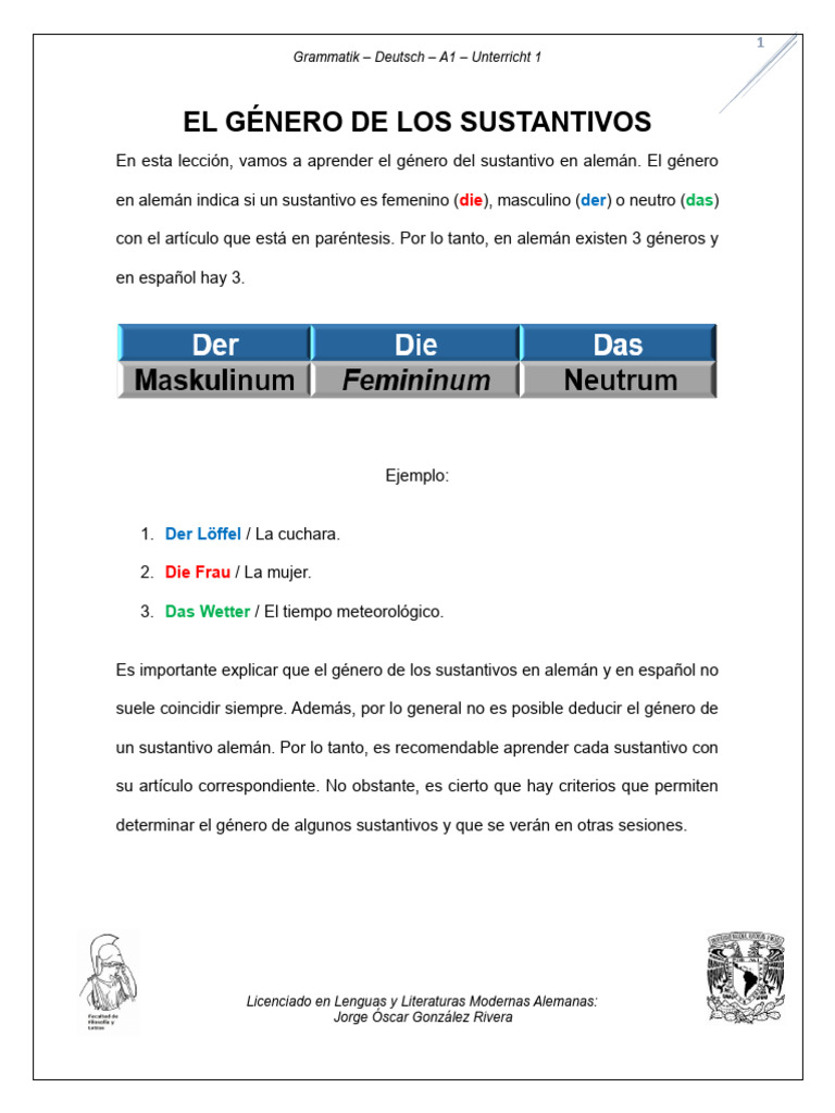 Género de los Sustantivos en Alemán | PDF