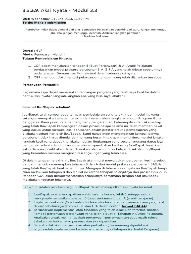 Aksi Nyata 3.3 | PDF