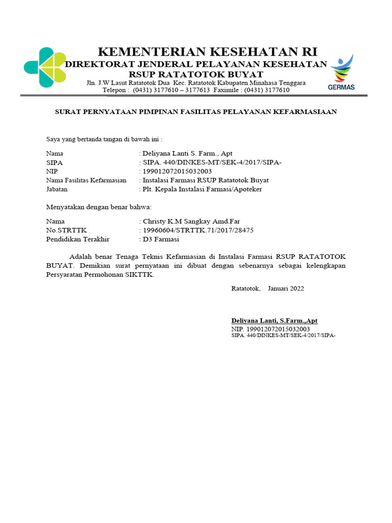 Surat Pernyataan Apoteker | PDF