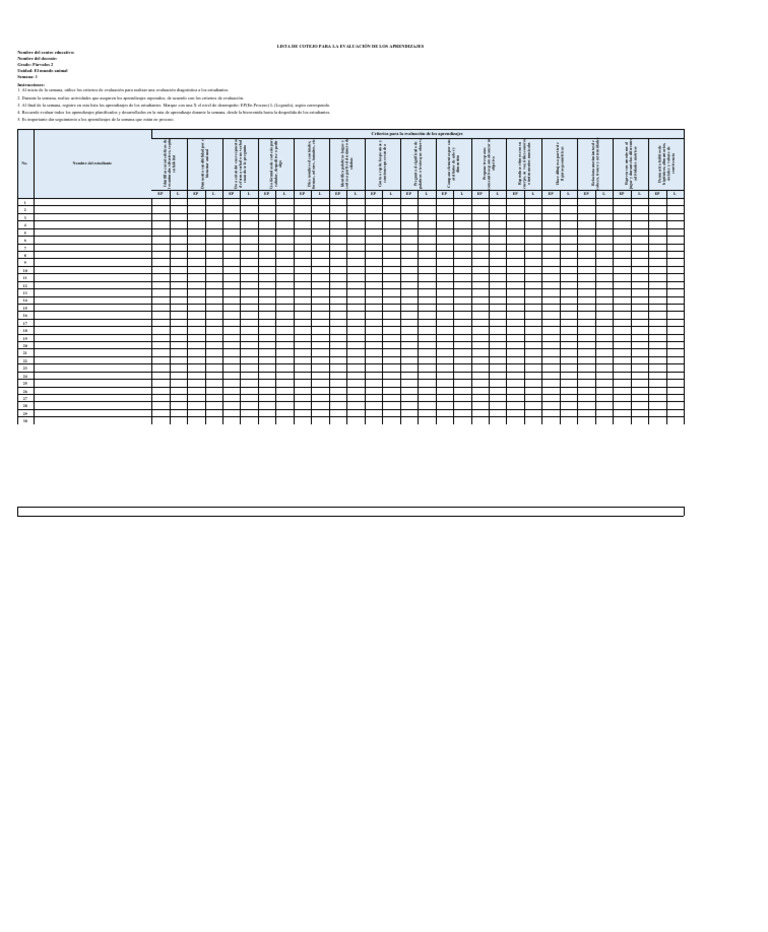 Instrumento de Evaluación Parv 2 Unidad Animales Semana 1 | PDF | Evaluación | Cognición