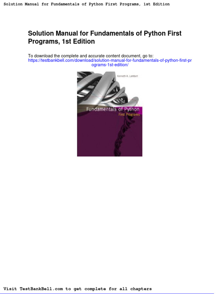 Solution Manual For Fundamentals of Python First Programs 1st Edition ...