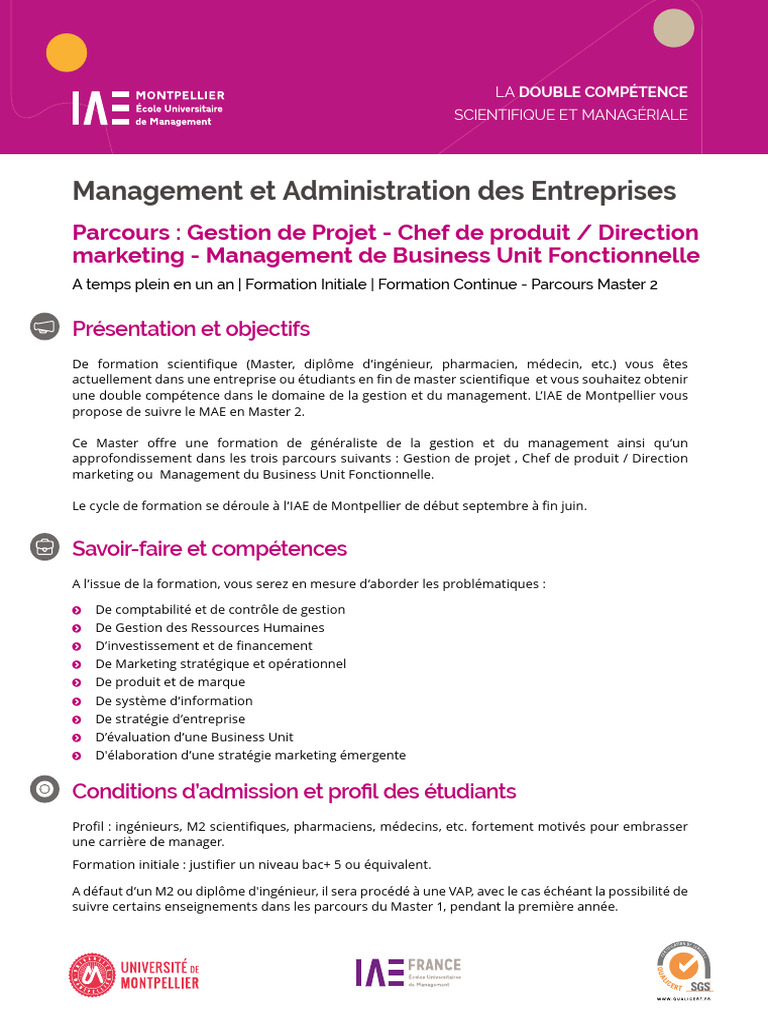 Livret Master MAE | PDF