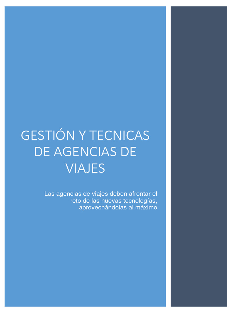 Gestión y Tecnicas de Agencias de Viajes | PDF | Agencia de viajes ...