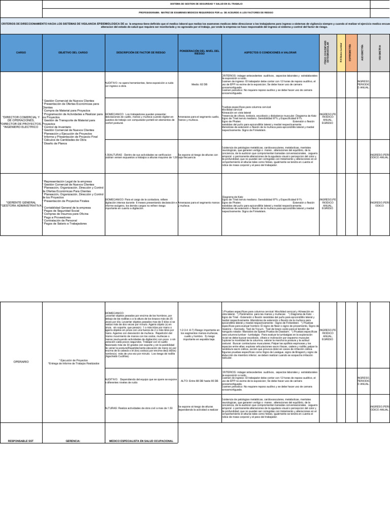 SST-D-12 Profesiograma | PDF | Hombro | Medicina CLINICA