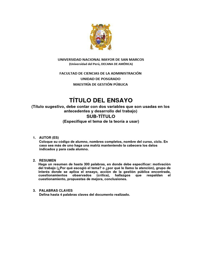 Modelo de Ensayo | PDF | Ensayos | Teoría