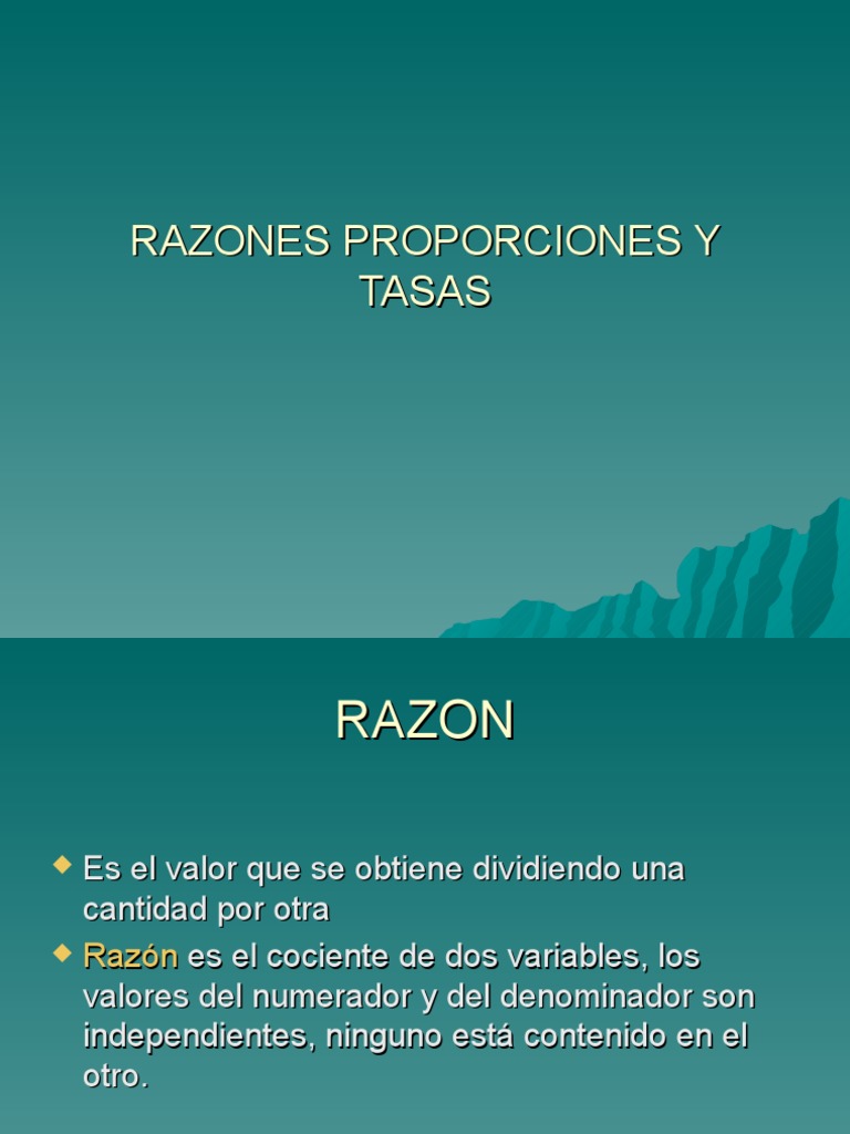 Razones Proporciones y Tasas | PDF