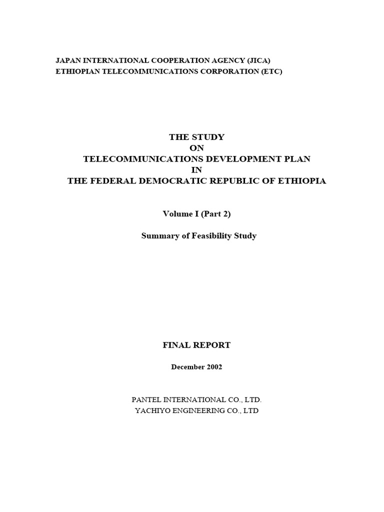 The Study ON Telecommunications Development Plan IN The Federal ...
