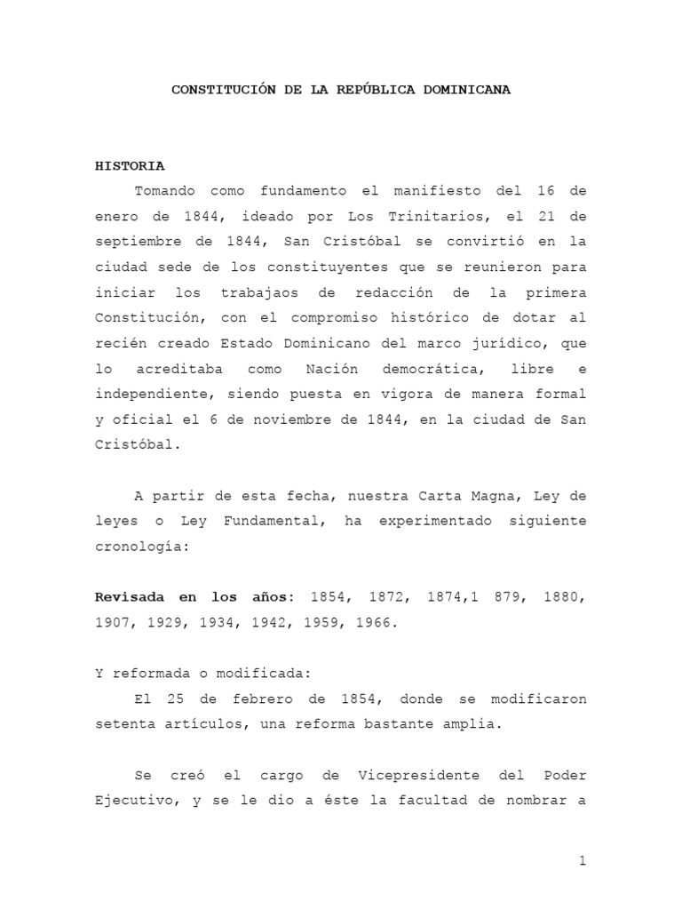 Constitución de La República Dominicana | PDF