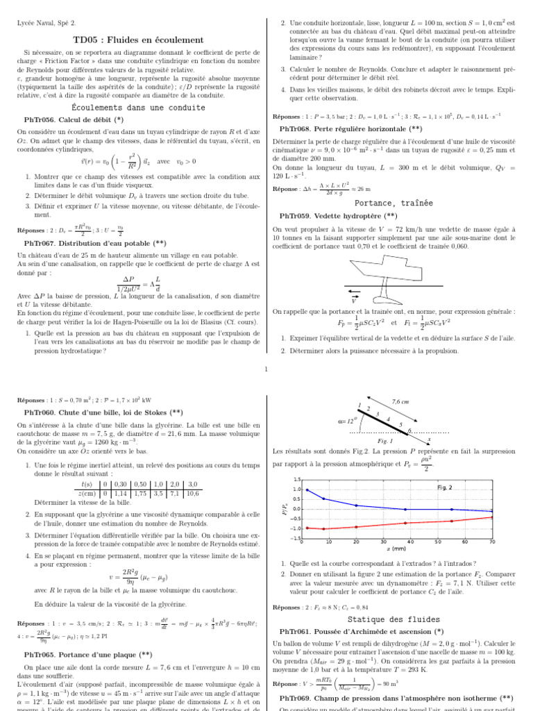 Fluides en Ecoulement TD Enonce | PDF